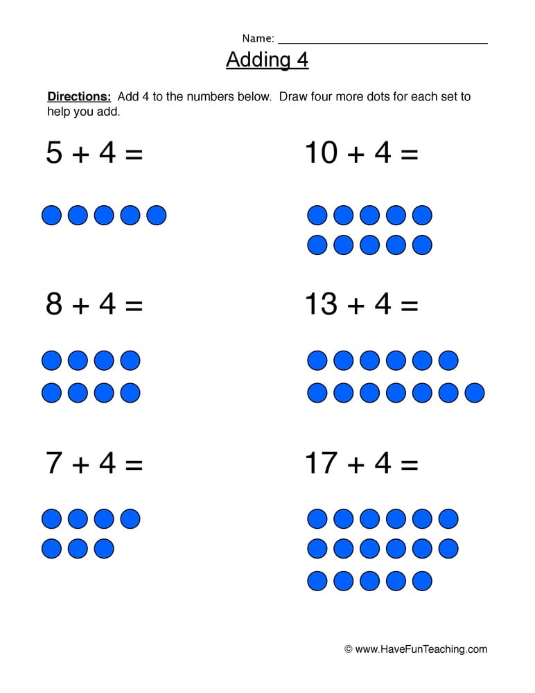 Adding Four Equations Worksheets - WorksheetsCity