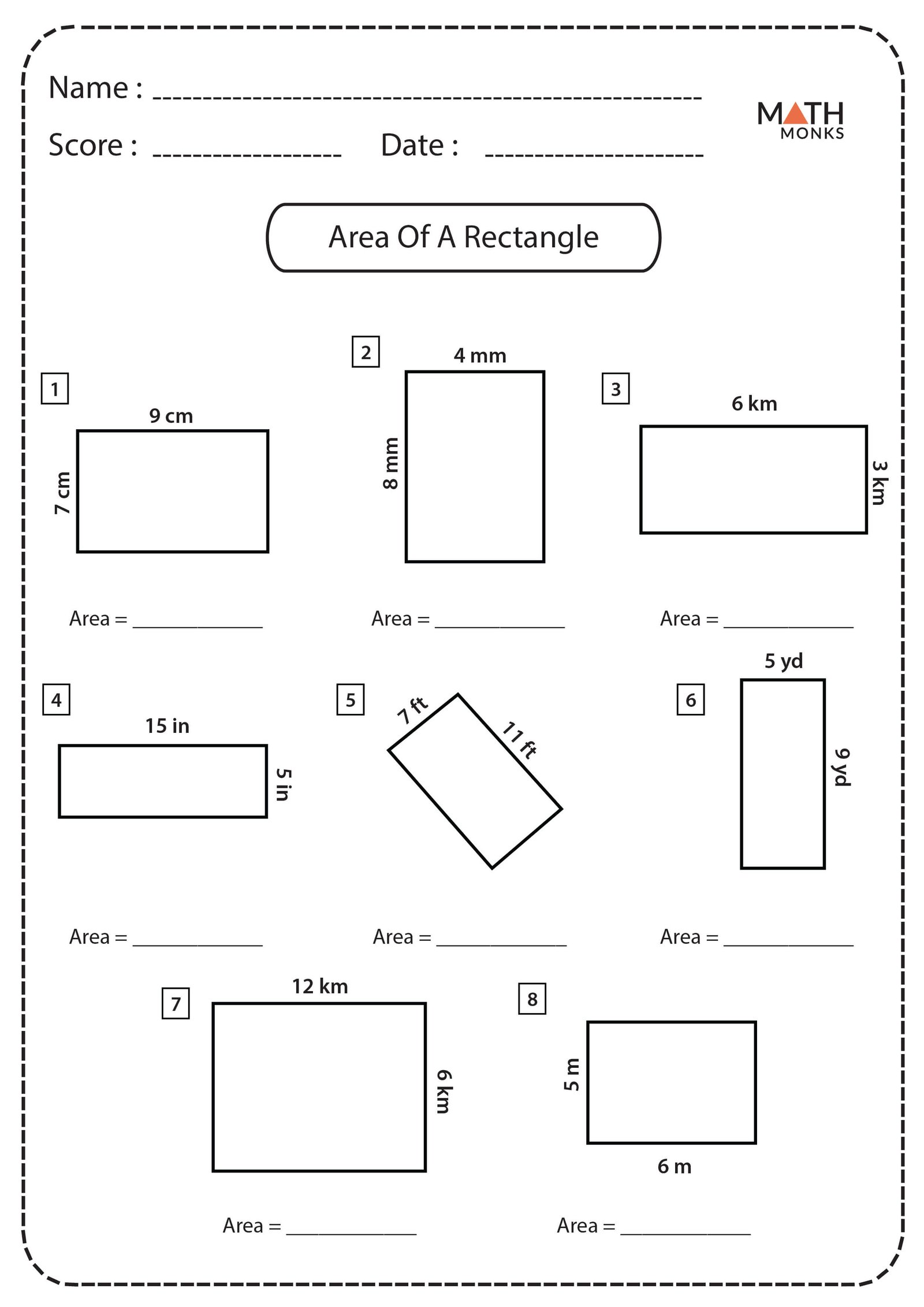 Rectangles Area Worksheets - WorksheetsCity