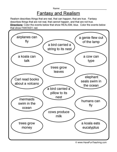 Fantasy And Realism Story Elements Graphic Organizer - WorksheetsCity