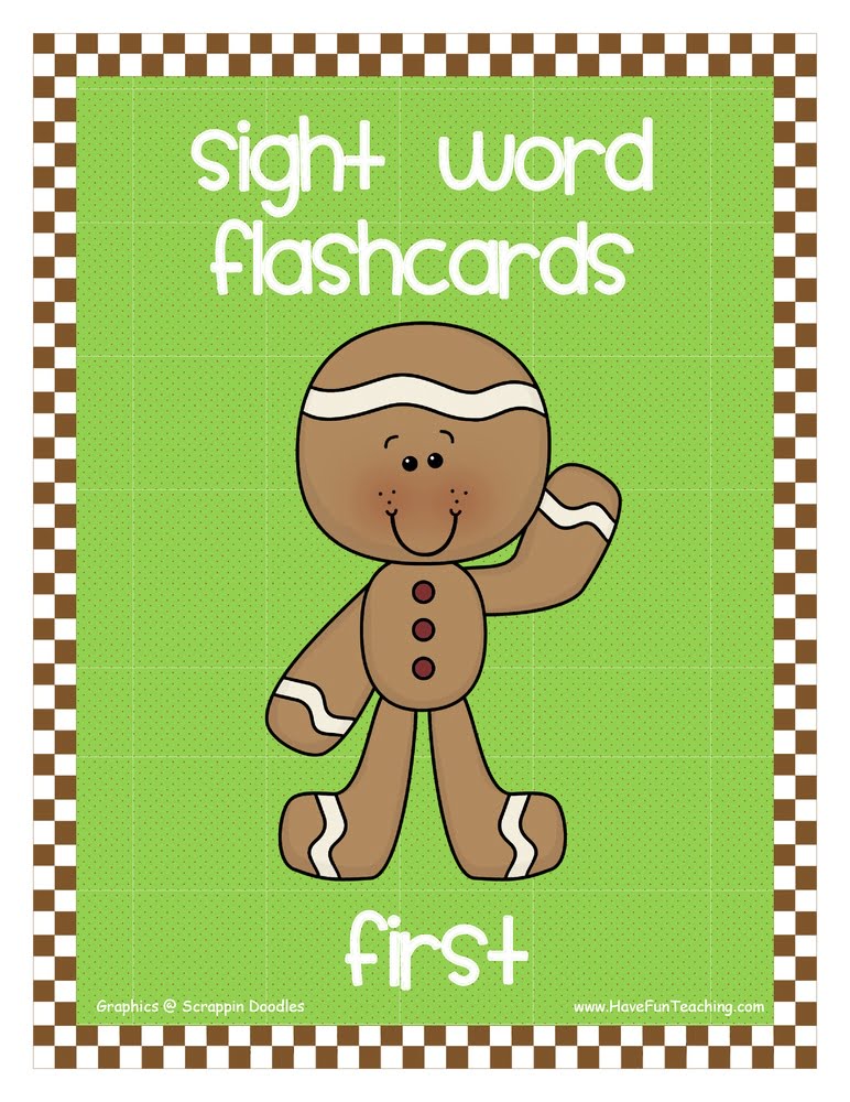 First Grade Gingerbread Sight Words Flash Cards - WorksheetsCity