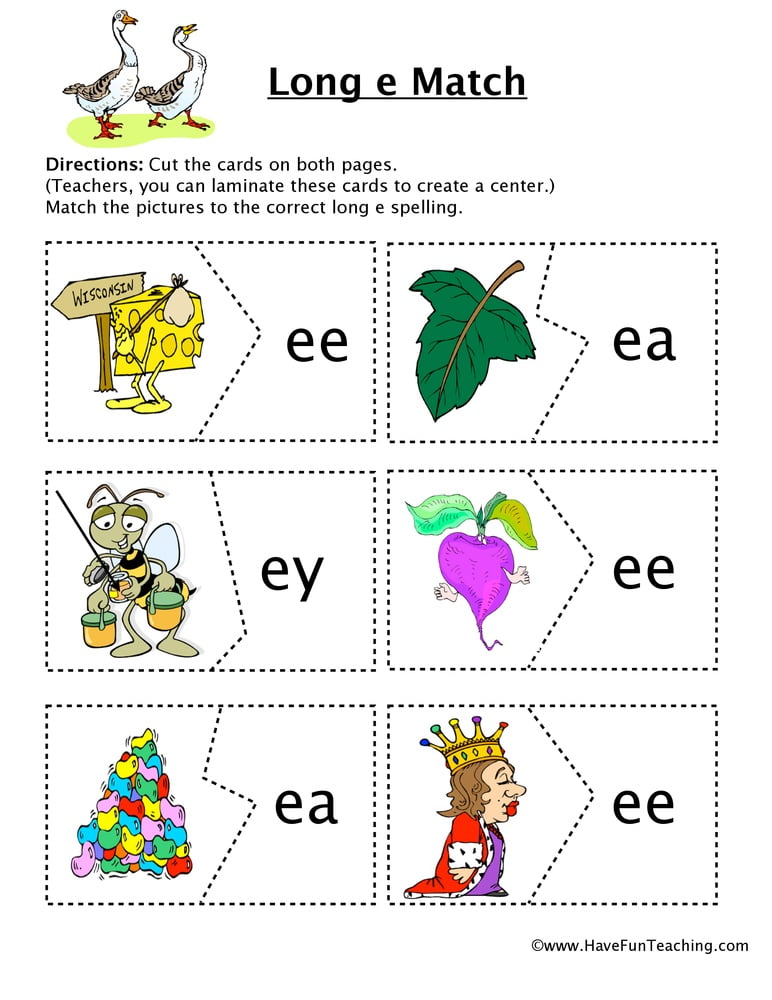 Long Vowel E Puzzle - WorksheetsCity