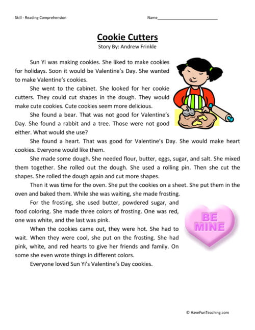 Cookie Cutters Reading Comprehension Worksheets - WorksheetsCity