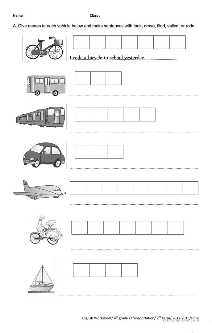 Transportation Names Worksheets - WorksheetsCity