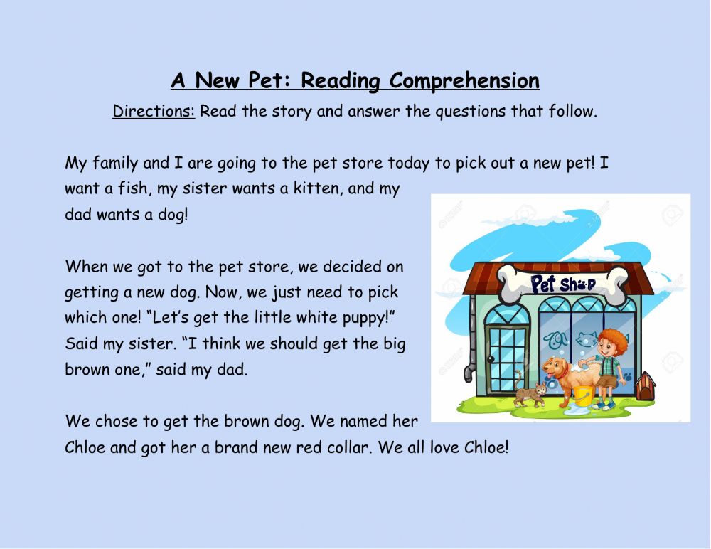 My Pet Fish Reading Comprehension Worksheets - WorksheetsCity