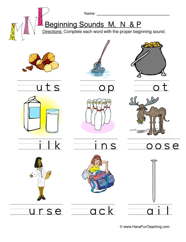 Beginning Sounds M N P Pictures Worksheets - WorksheetsCity