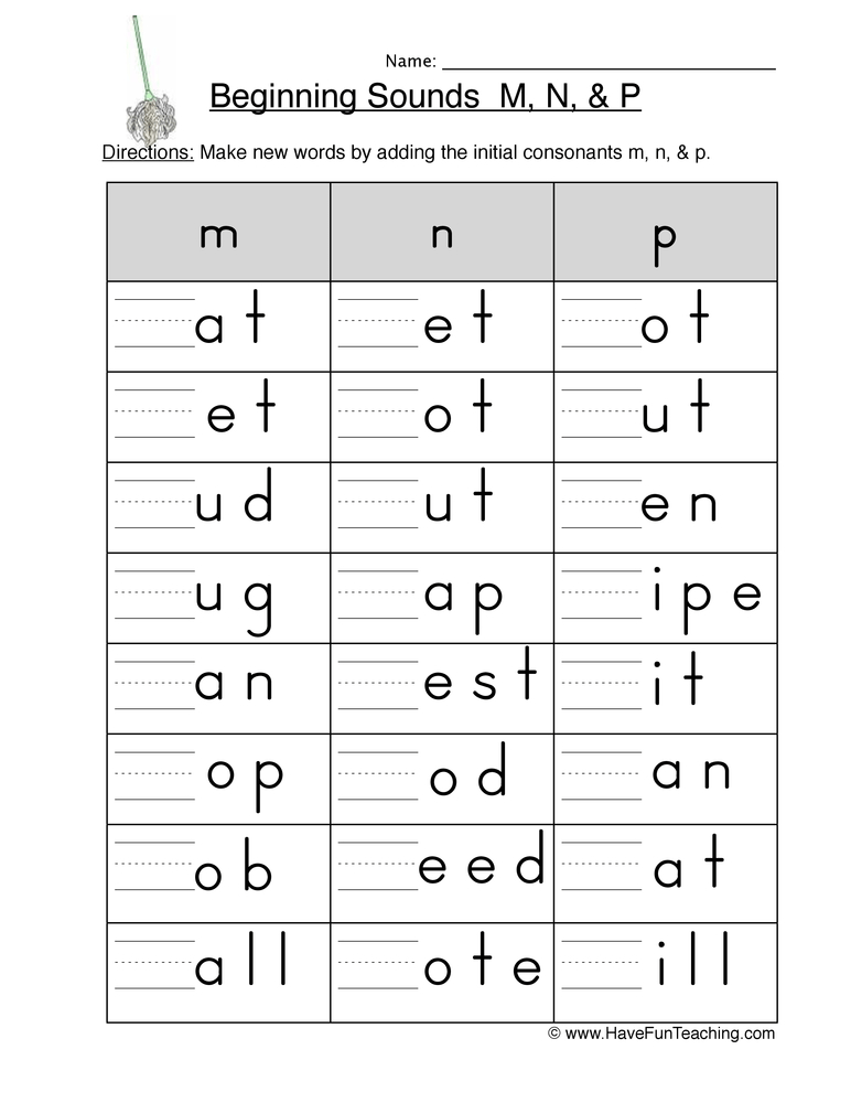 Beginning Sounds M N P Pictures Worksheets - WorksheetsCity