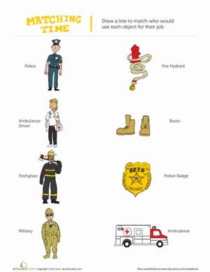 Community Helper Matching Worksheets - WorksheetsCity