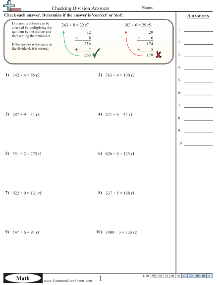 Common Core Division Worksheets