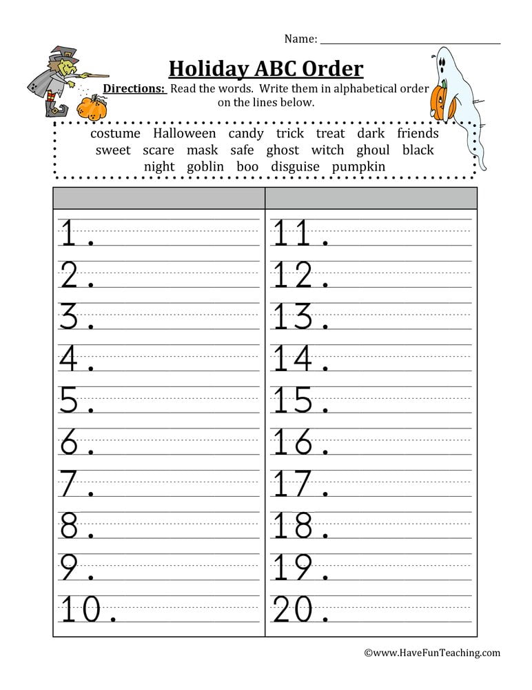 Halloween ABC Sorting Worksheets - WorksheetsCity