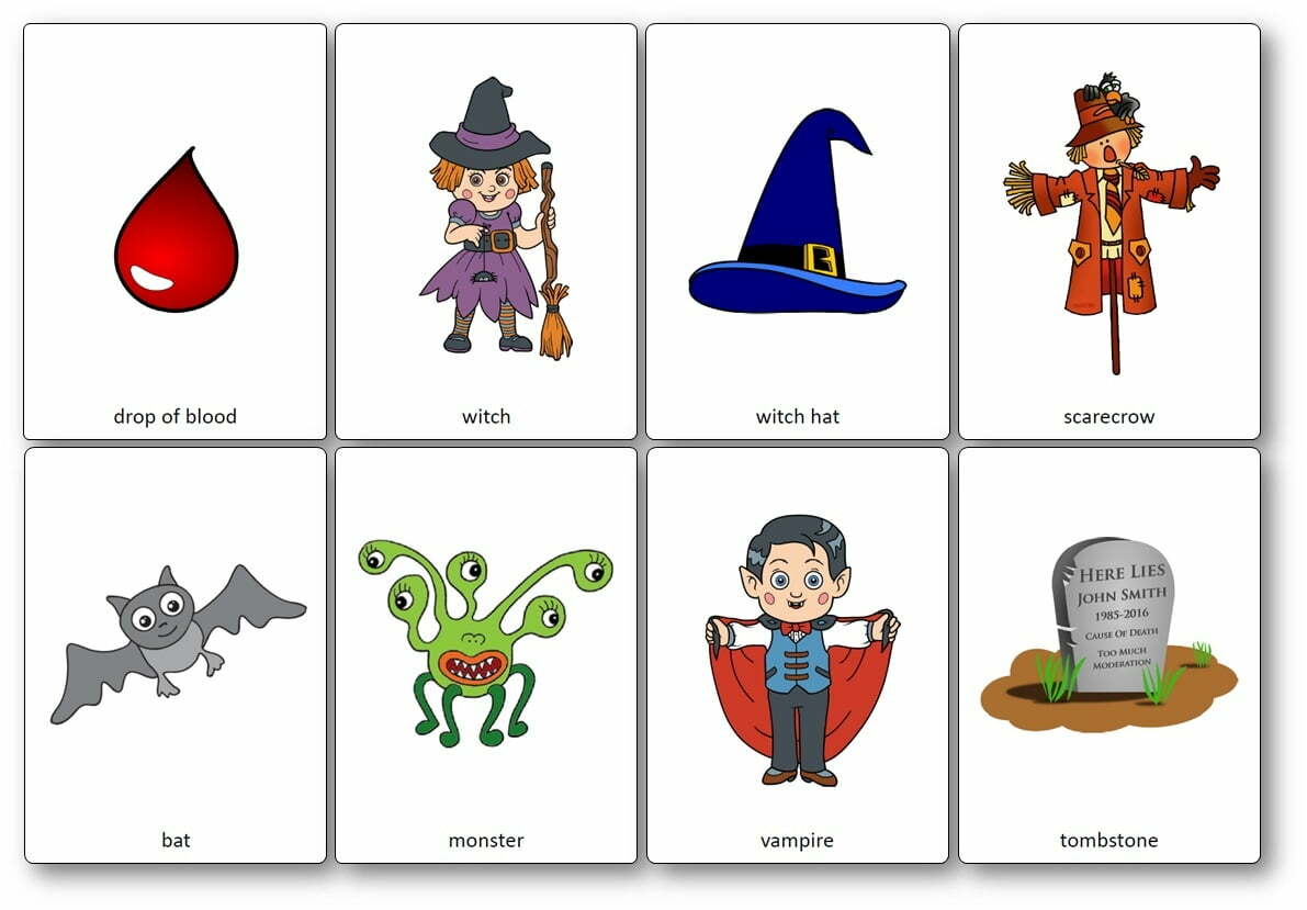 Halloween Flash Cards - WorksheetsCity