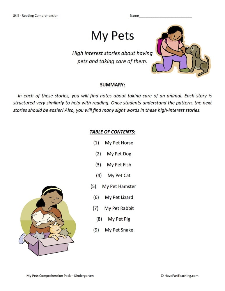 My Pet Dog Reading Comprehension Worksheets - WorksheetsCity