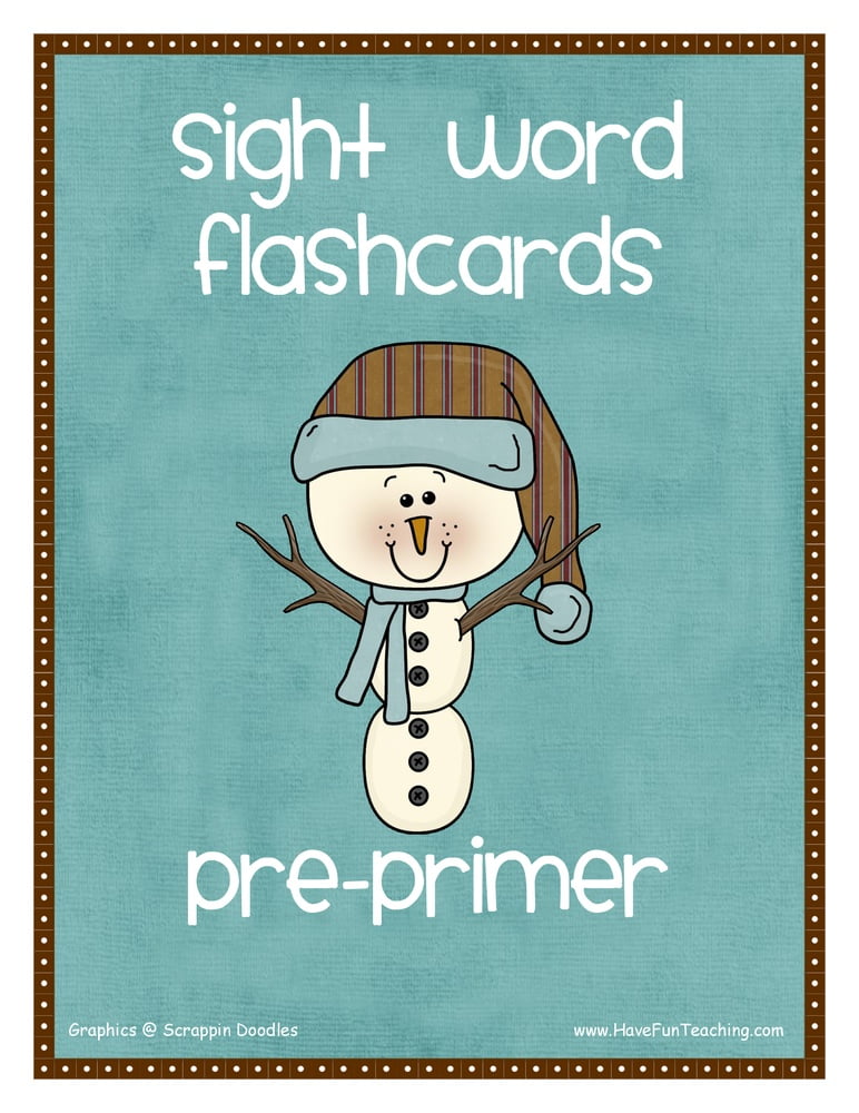 Primer Snowman Theme Sight Words Flash Cards - WorksheetsCity