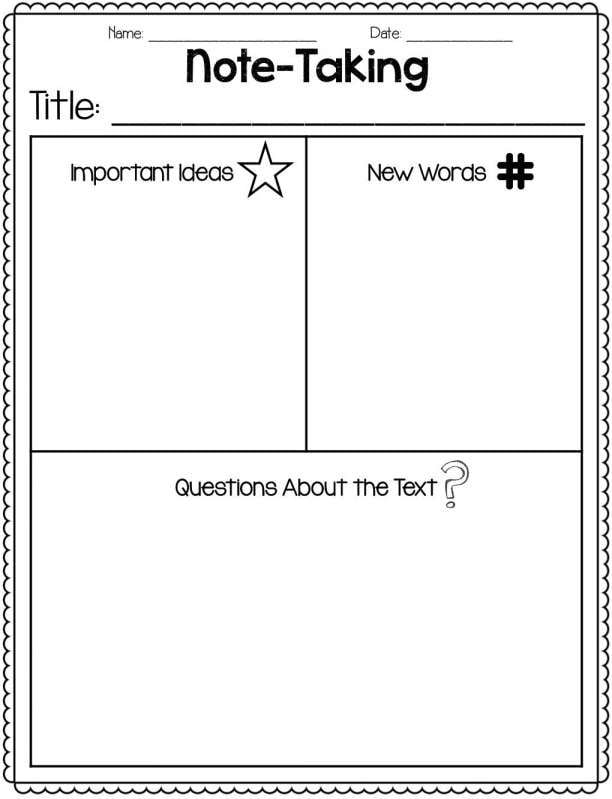 Note Taking Worksheets WorksheetsCity Note Taking Worksheets WorksheetsCity