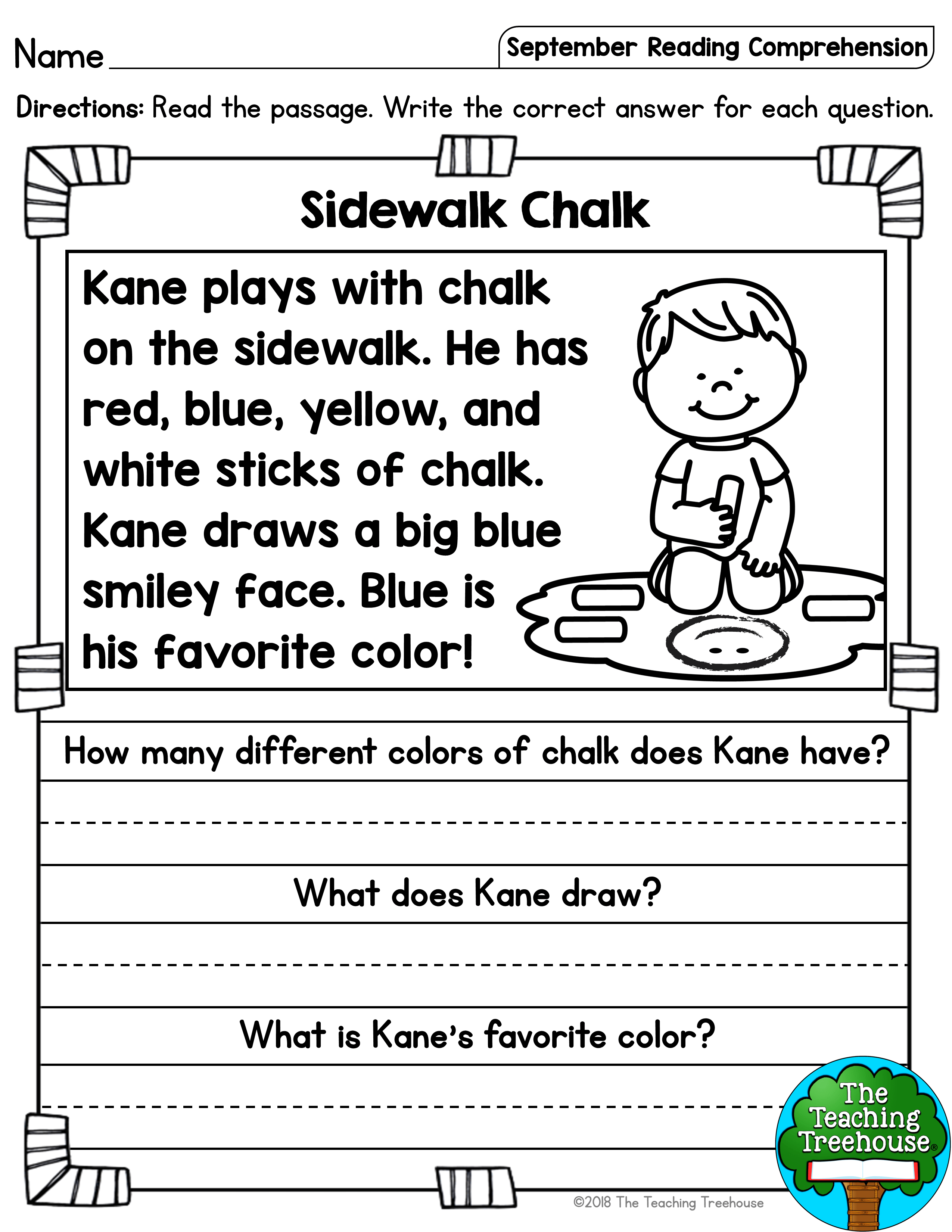 The Big Blue Thing Reading Comprehension Worksheets - WorksheetsCity