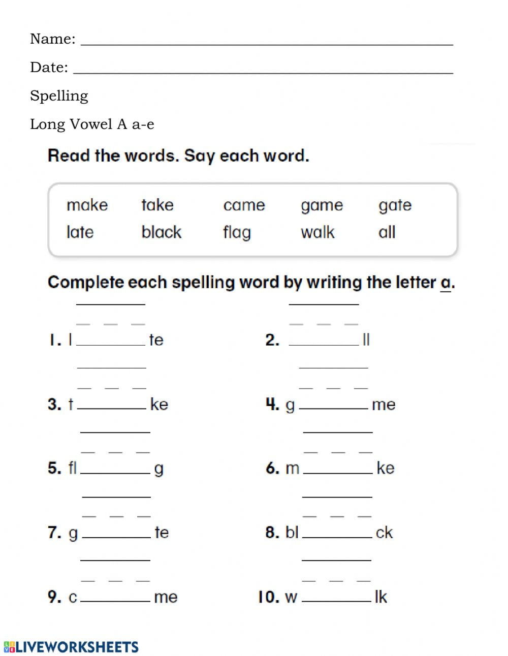Spelling Long E Worksheets - WorksheetsCity