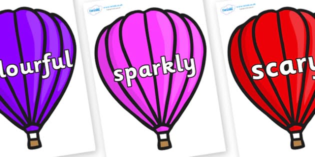 Describing Words Worksheets Hot Air Balloon - WorksheetsCity