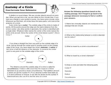 Where Can I See Circles? Reading Comprehension Worksheets - WorksheetsCity