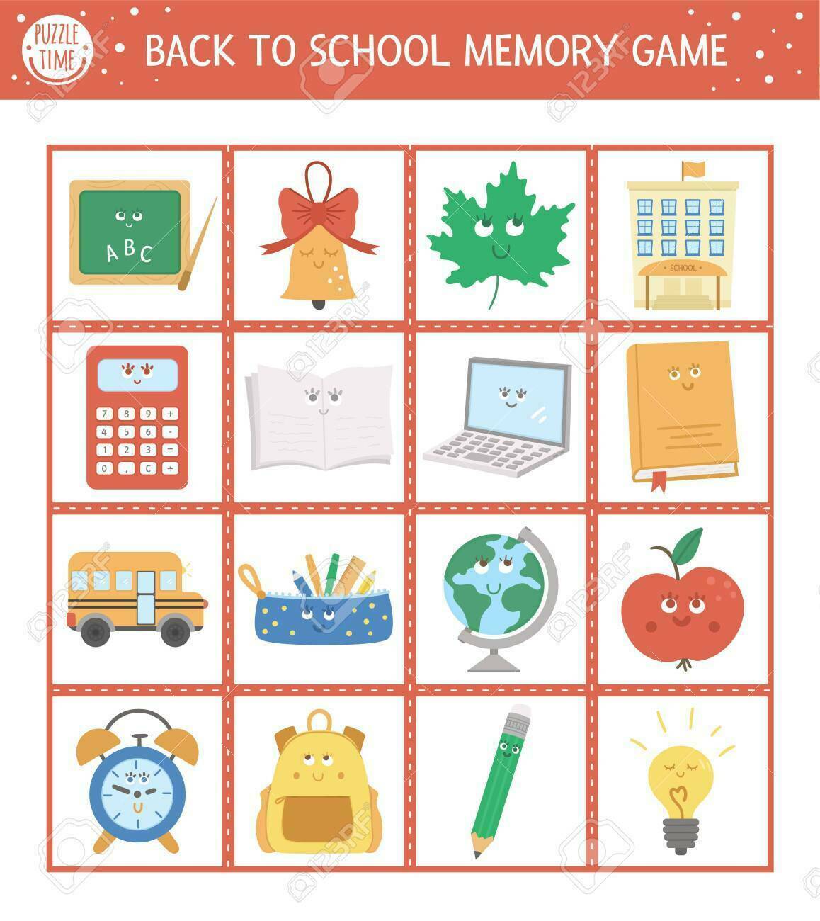 Back To School Memory Game - WorksheetsCity