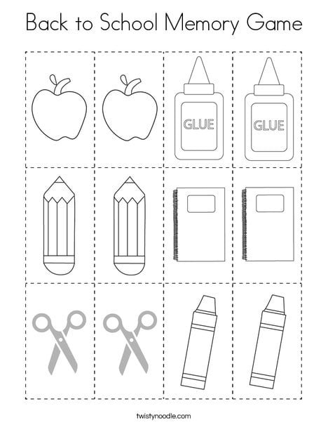 Back To School Memory Game - WorksheetsCity