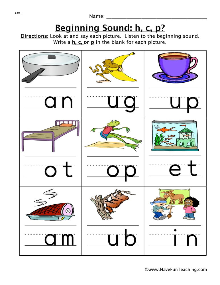 Beginning Sounds Fill In The Blank Worksheets - WorksheetsCity