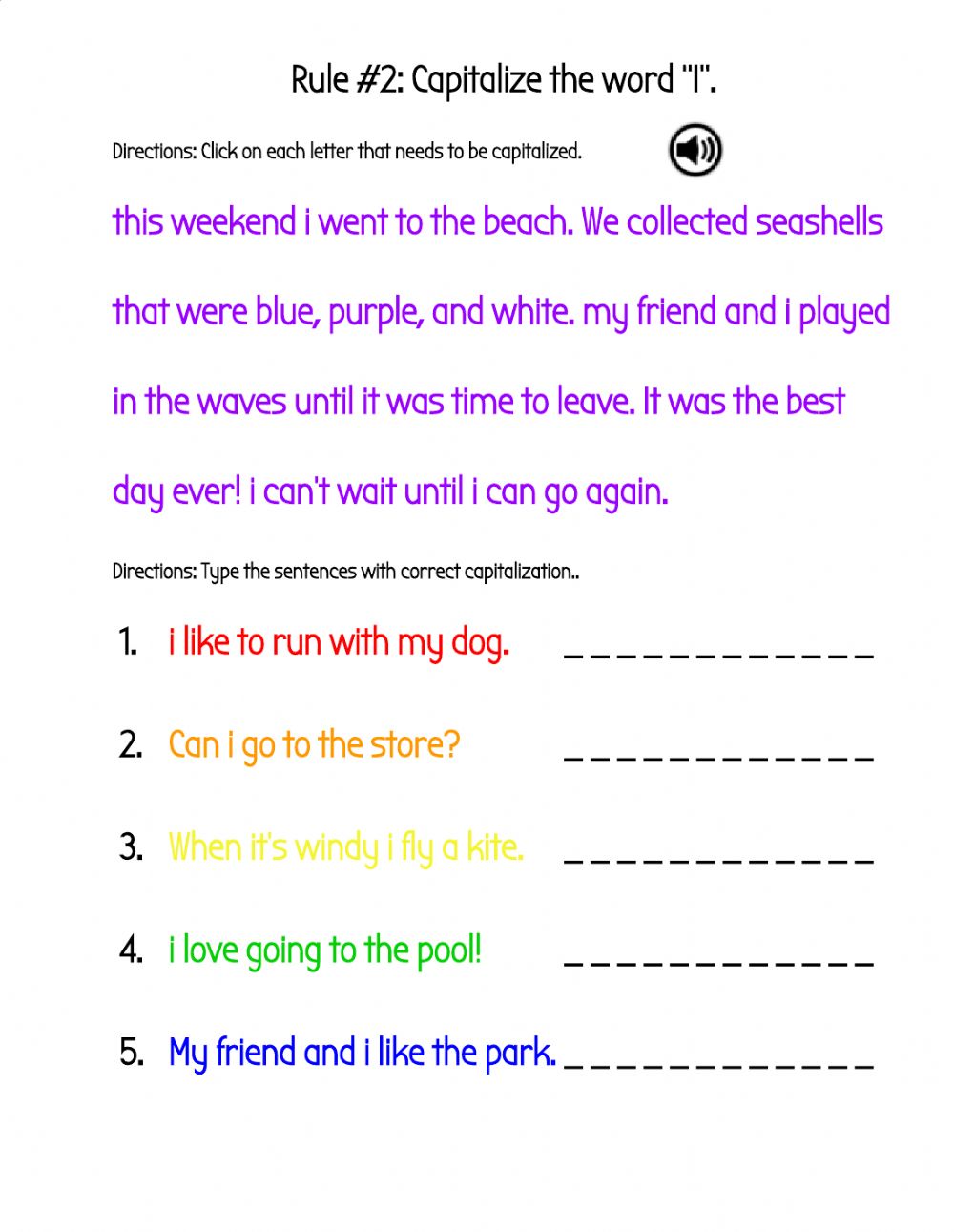 Capitalization Writing Sentences Worksheets - WorksheetsCity