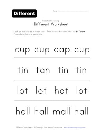 Words Same Different Worksheets - WorksheetsCity