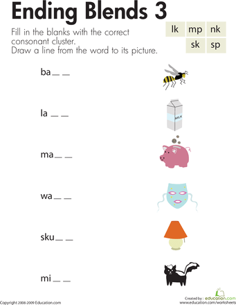 Fill In The Blank Ending Blends Worksheets - WorksheetsCity