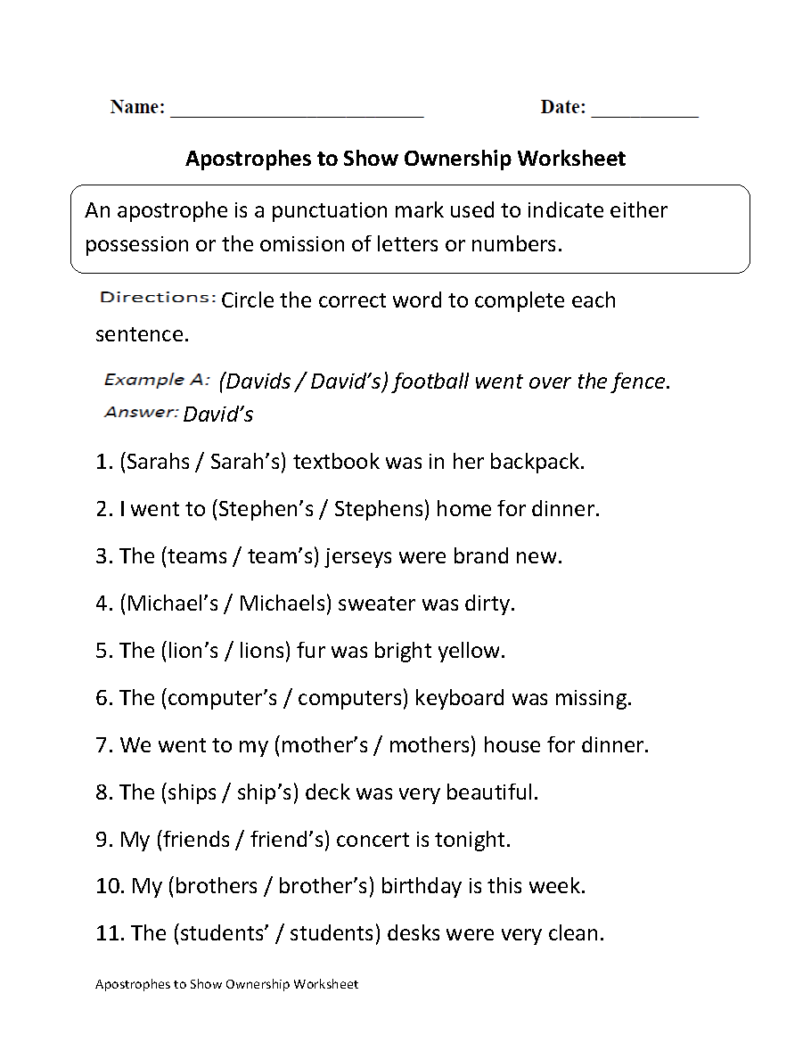 Showing Ownership Worksheets - WorksheetsCity