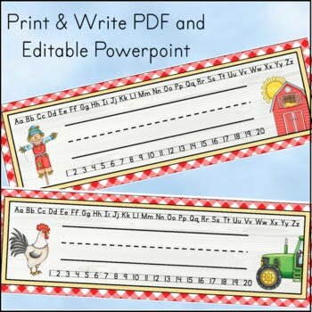 Farms Desk Name Tags - WorksheetsCity