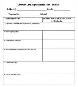 Common Core Standards Lesson Plan Template - WorksheetsCity