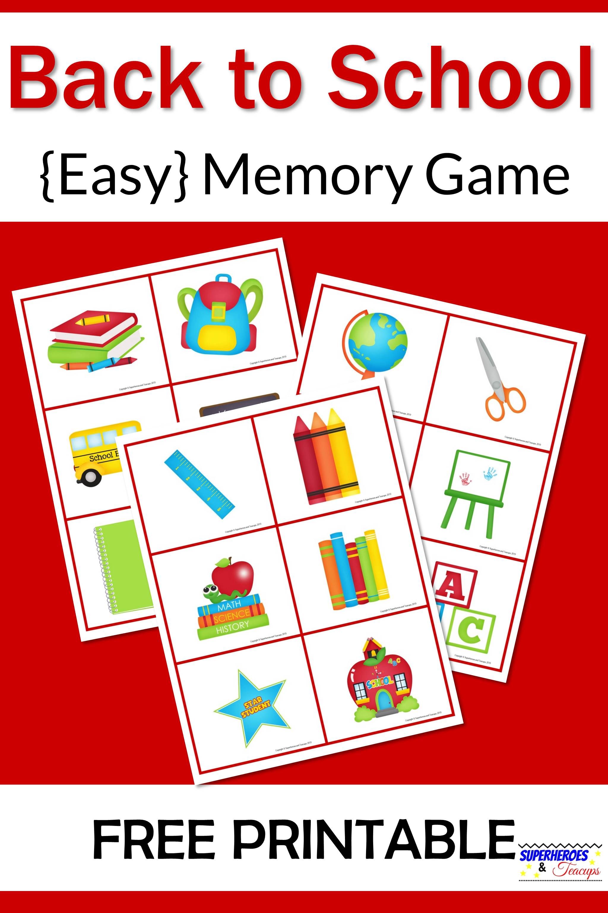 Back To School Memory Game - WorksheetsCity