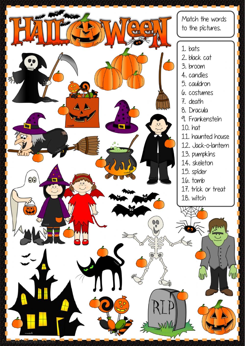 Halloween Matching Worksheets - WorksheetsCity