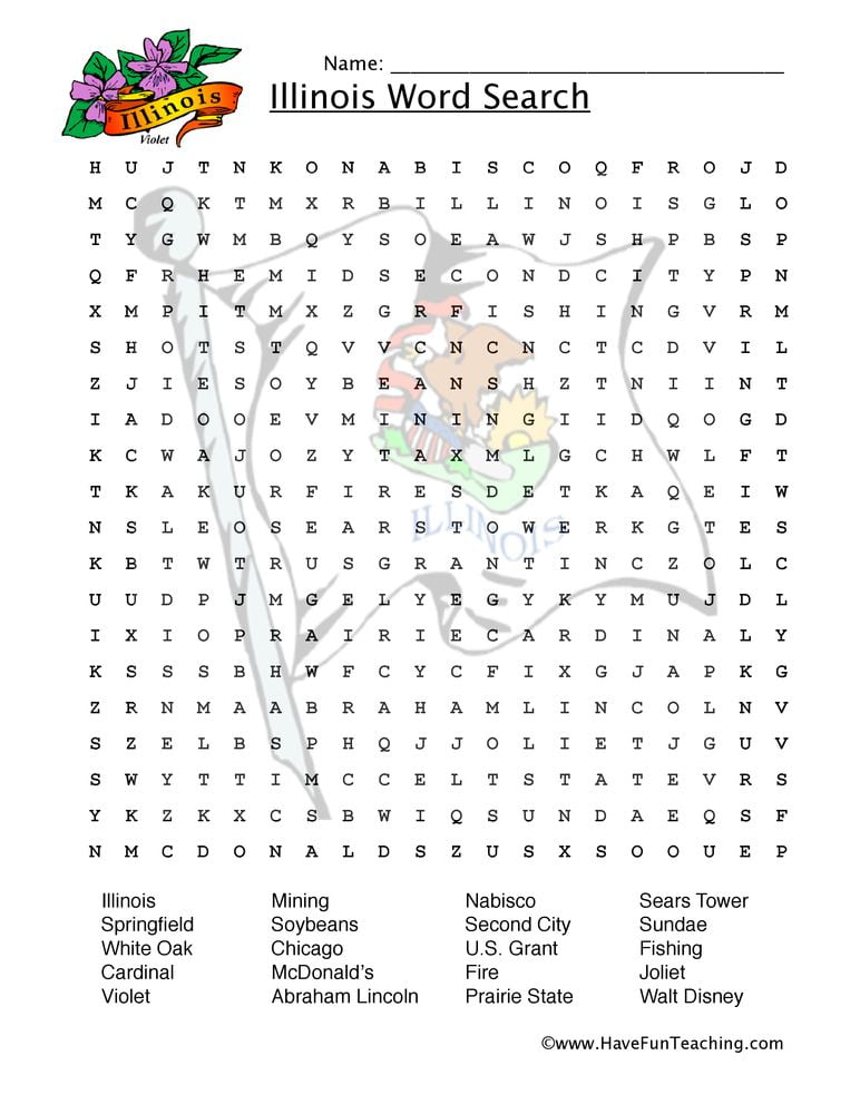 Illinois Word Search Worksheets - WorksheetsCity