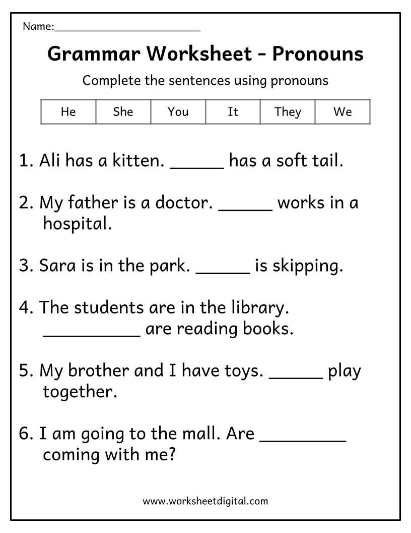 Personal Pronouns Worksheets - WorksheetsCity