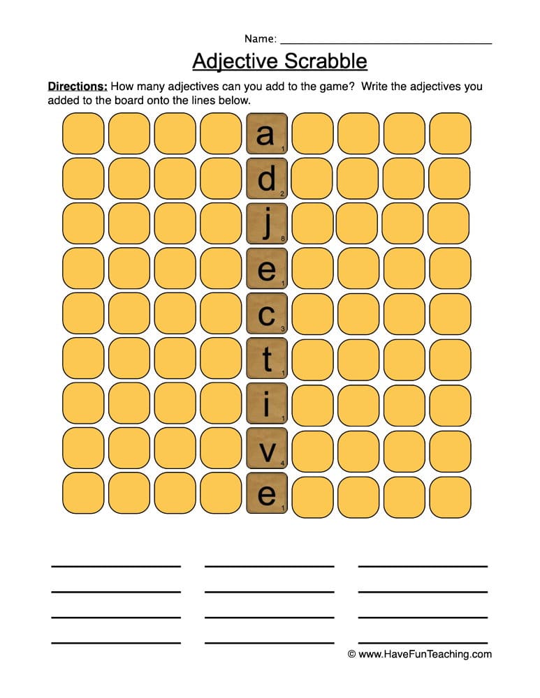 Nouns Scrabble Worksheets - WorksheetsCity