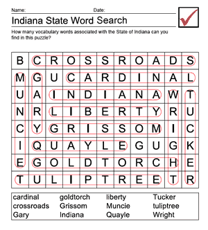 Indiana Word Search Worksheets - WorksheetsCity