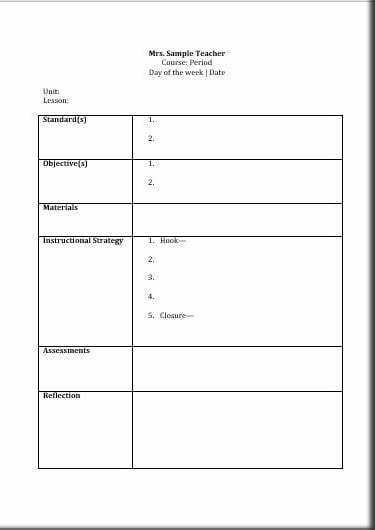 Common Core Standards Lesson Plan Template WorksheetsCity