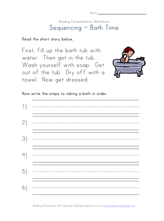 Bath Time Reading Comprehension Worksheets - WorksheetsCity
