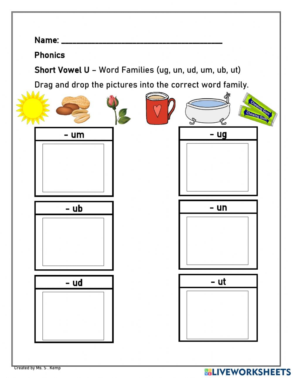 Letter U Word Families Worksheets - WorksheetsCity