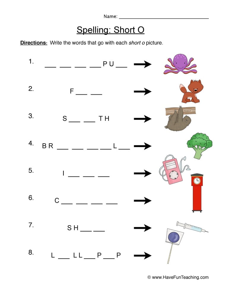 Spelling Short O Worksheets - WorksheetsCity