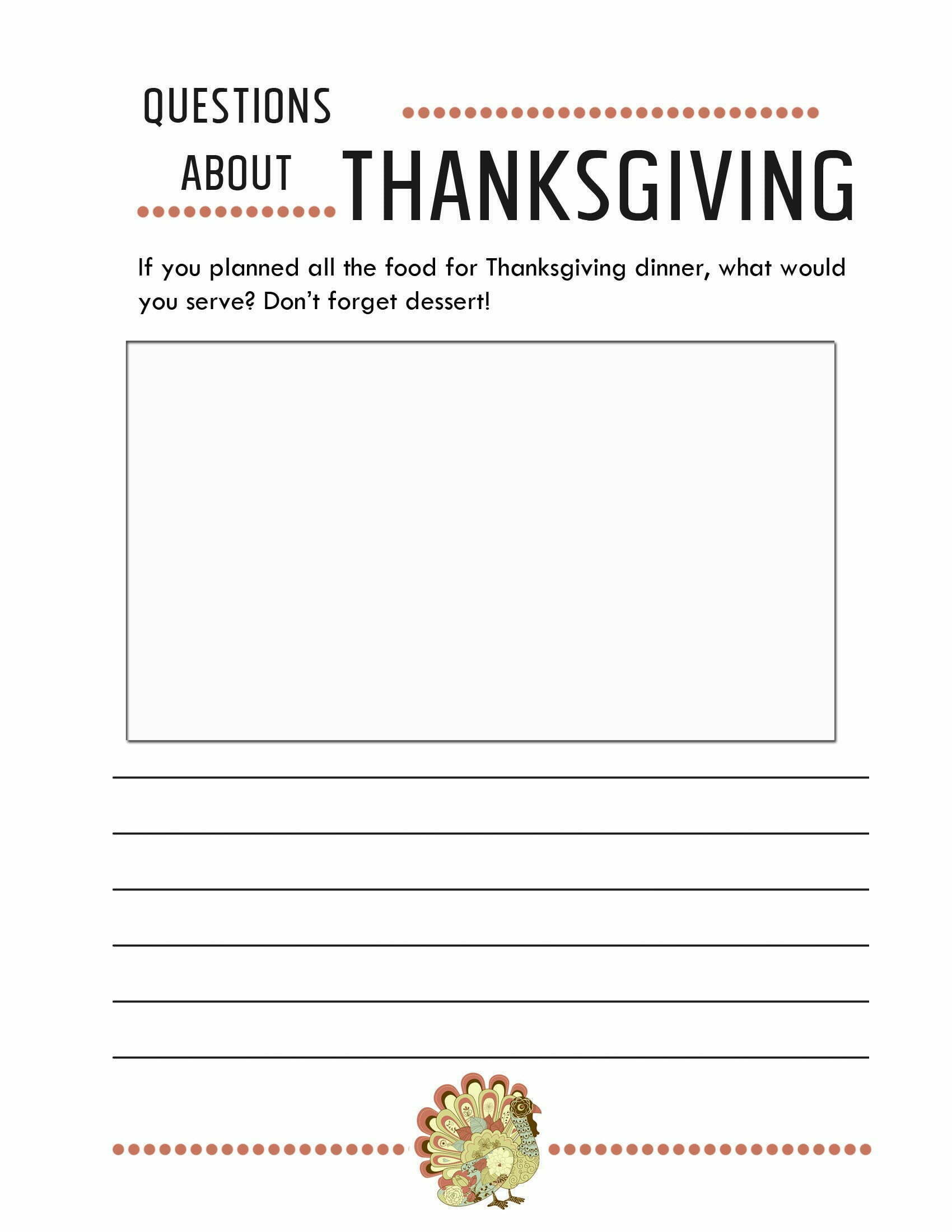 Thanksgiving Dinner Writing Paper - WorksheetsCity