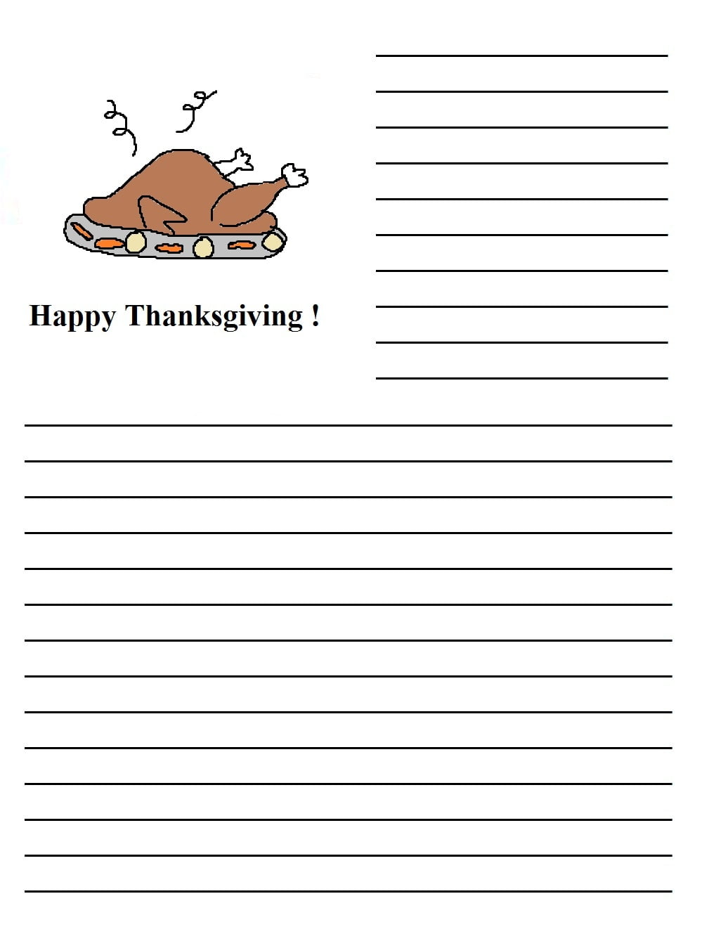 Thanksgiving Dinner Writing Paper - WorksheetsCity