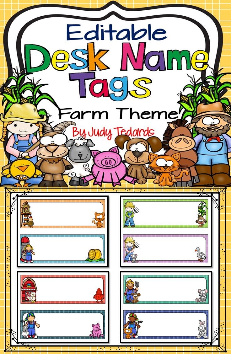 Farms Desk Name Tags - WorksheetsCity