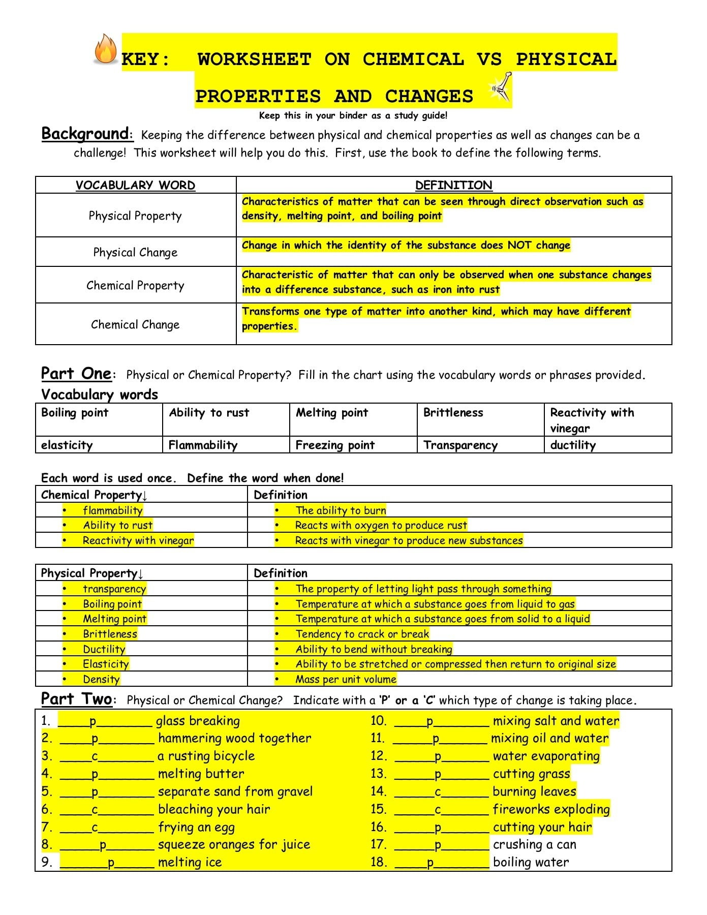 Physical Changes Observation Worksheets - WorksheetsCity