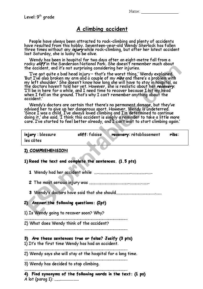 Climbing Reading Comprehension Worksheets - WorksheetsCity