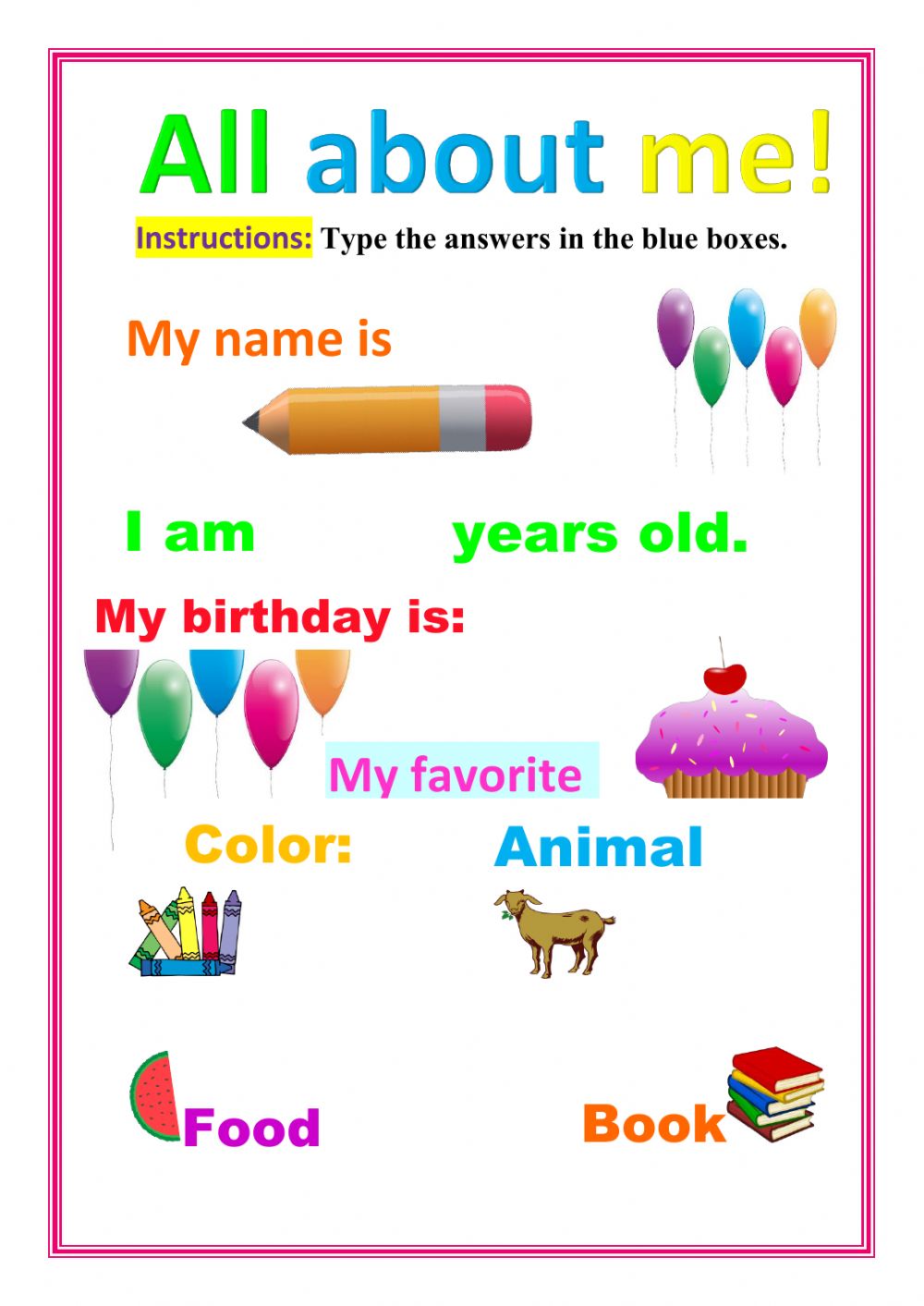 All About Me Boxes Worksheets - WorksheetsCity