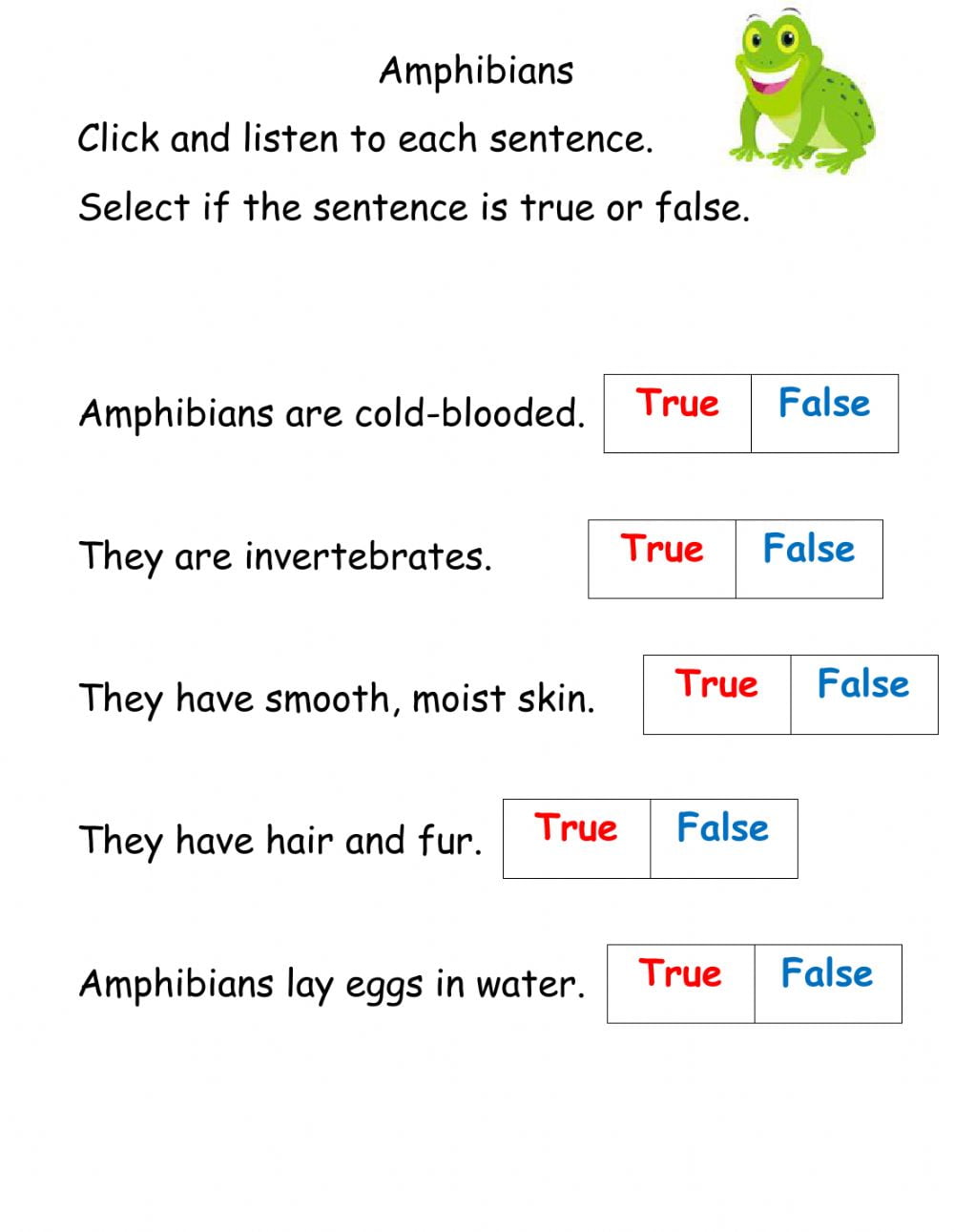 Amphibians Worksheets - WorksheetsCity