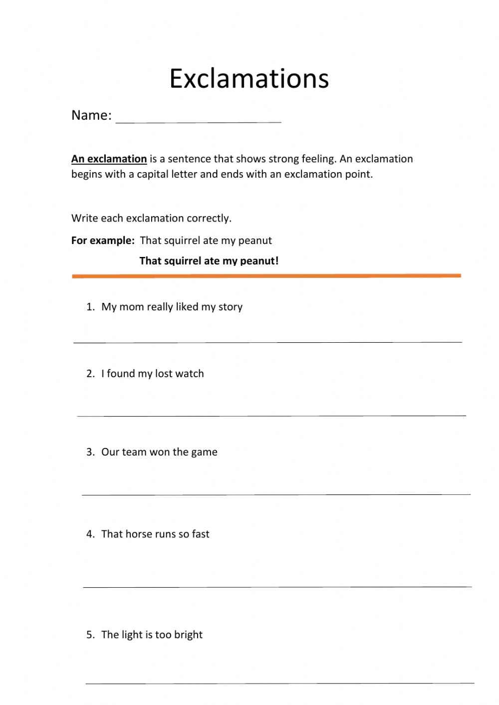 Exclamations Worksheets - WorksheetsCity