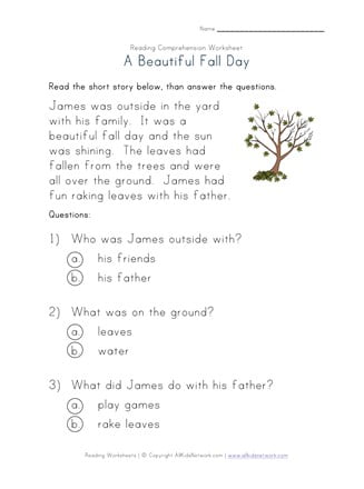 What A Great Fall Reading Comprehension Worksheets - WorksheetsCity