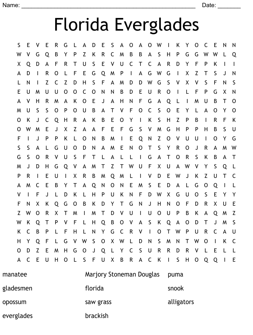 Florida Word Search Worksheets - WorksheetsCity